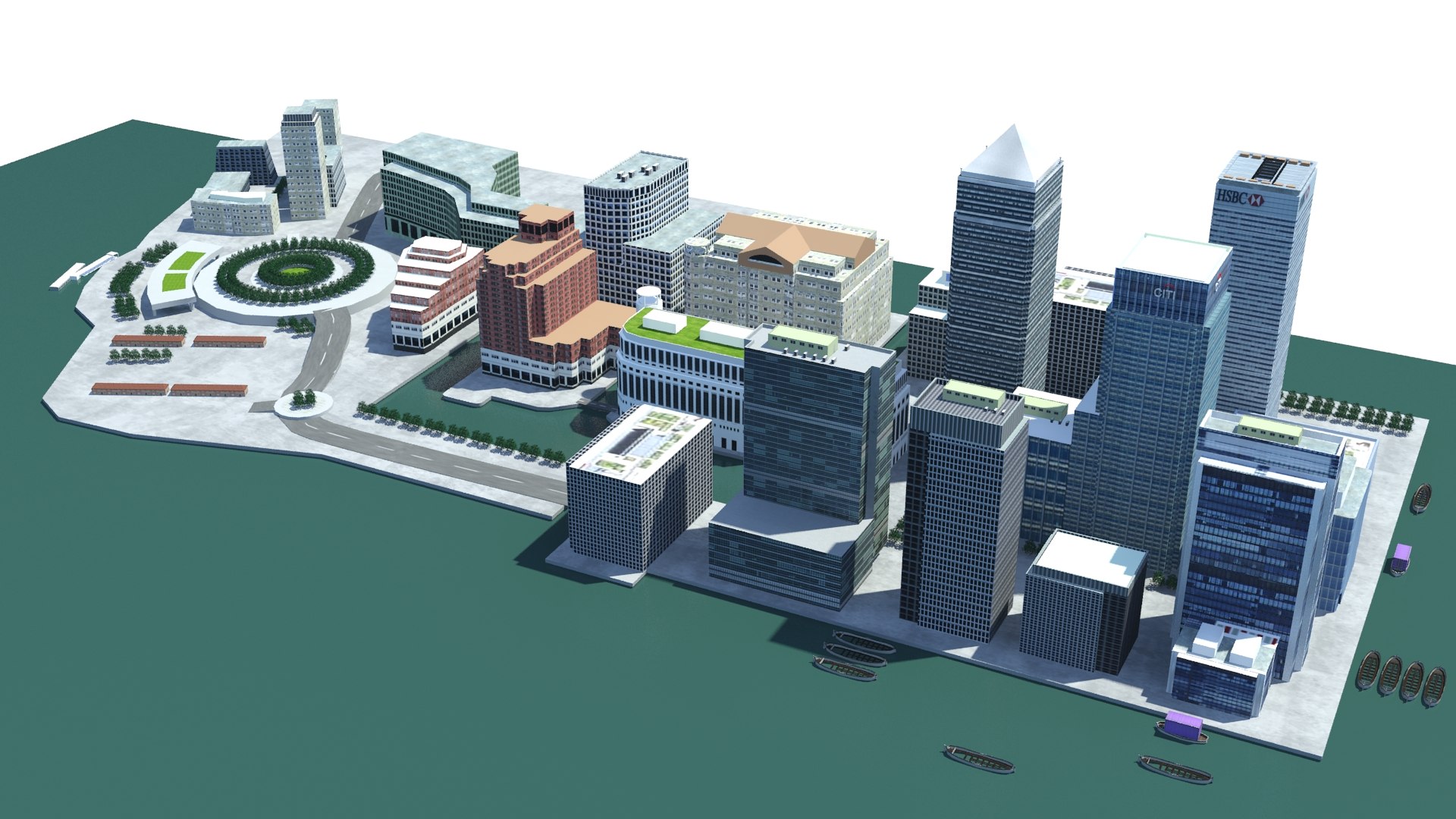 3D London Canary Wharf - TurboSquid 2404284