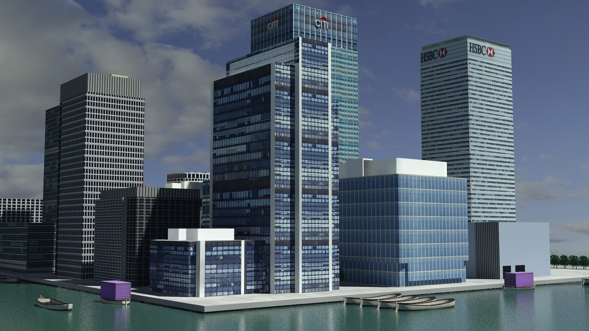 3D London Canary Wharf - TurboSquid 2404284
