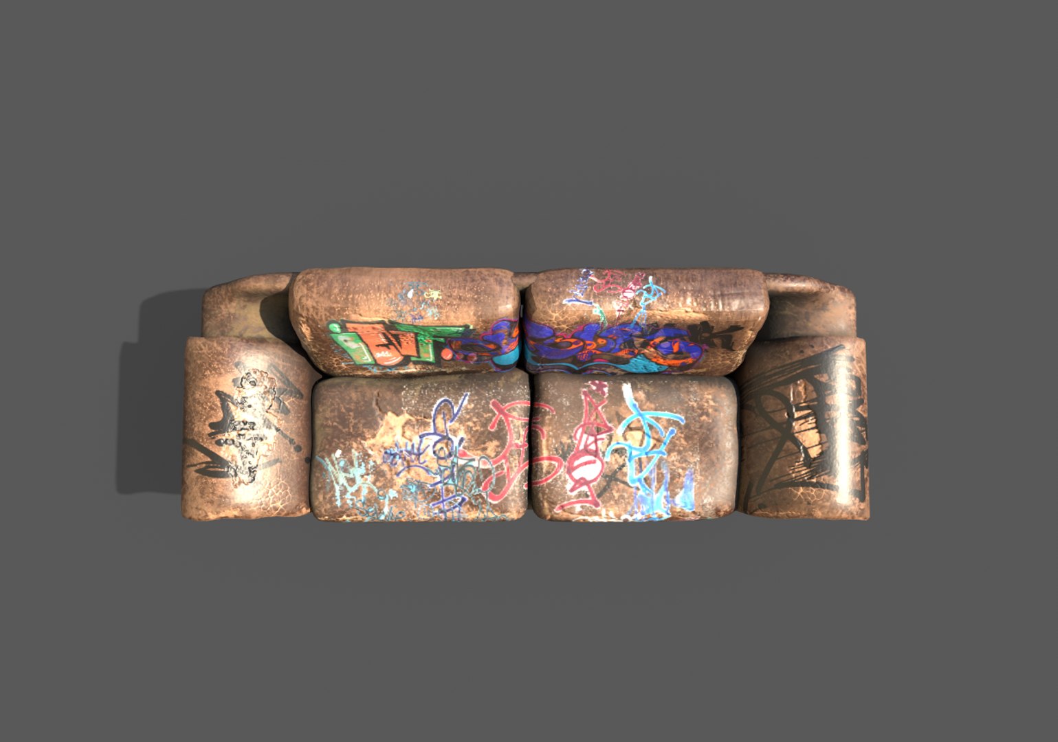 Worn Leather Sofa With Graffiti 3D Model - TurboSquid 1751861