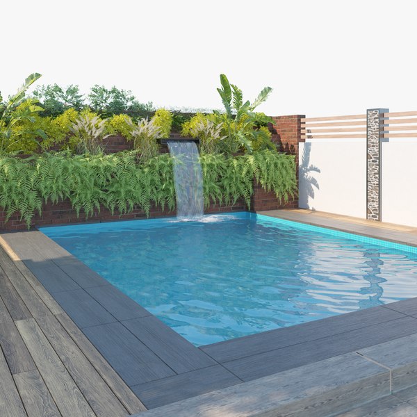 modelo 3d Swimming pool with greenery landscape - TurboSquid 2056381
