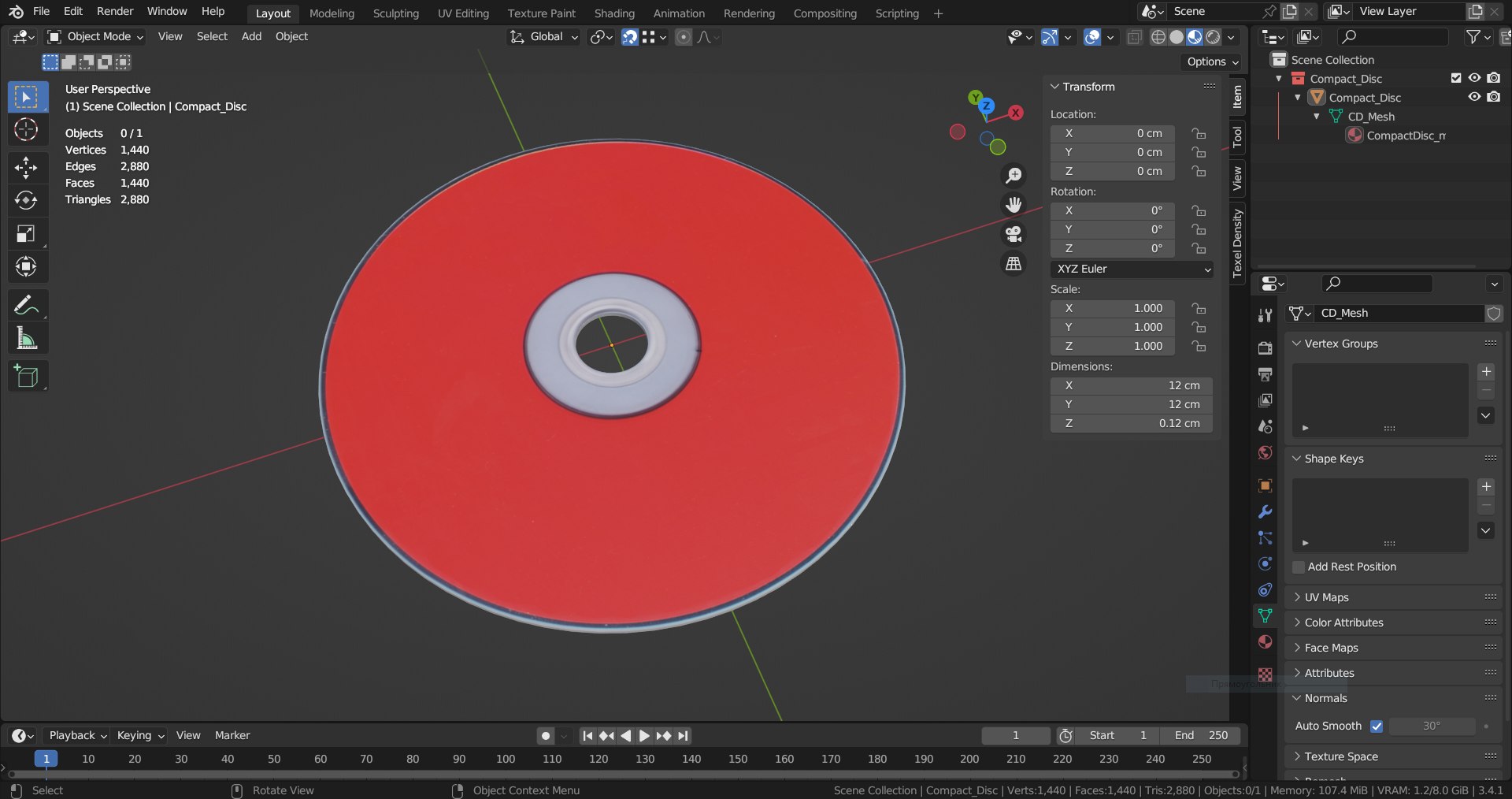 3D compact disc model - TurboSquid 1243025