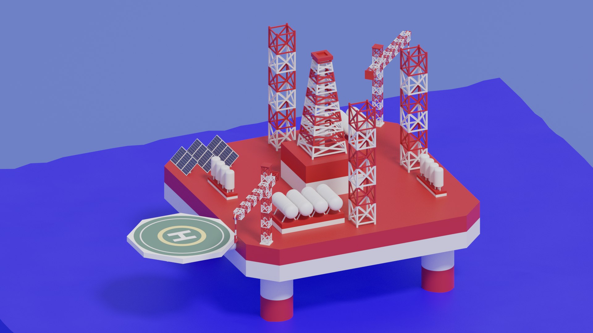 3D Cartoon Offshore Oil Platform Model - TurboSquid 2319565