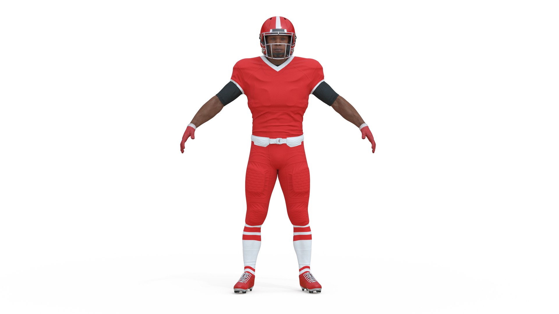 Red Uniform Black Man Football Player Rigged For Maya 3D Model ...