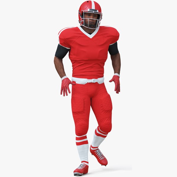 Red Uniform Black Man Football Player Rigged for Maya 3D 모델 ...