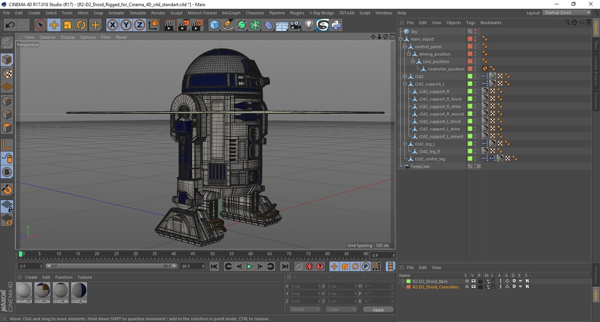 R2-D2 Droid Rigged For Cinema 4D Model - TurboSquid 2252319