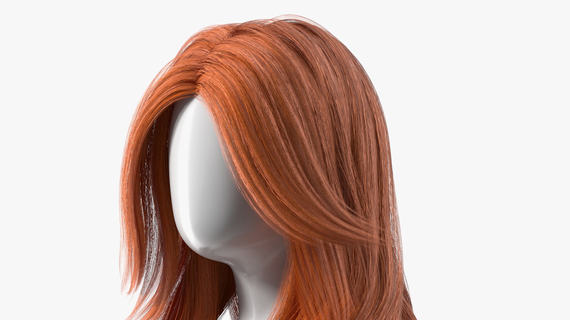 3D Model Red Hair Wig Long Haircut - TurboSquid 2344152