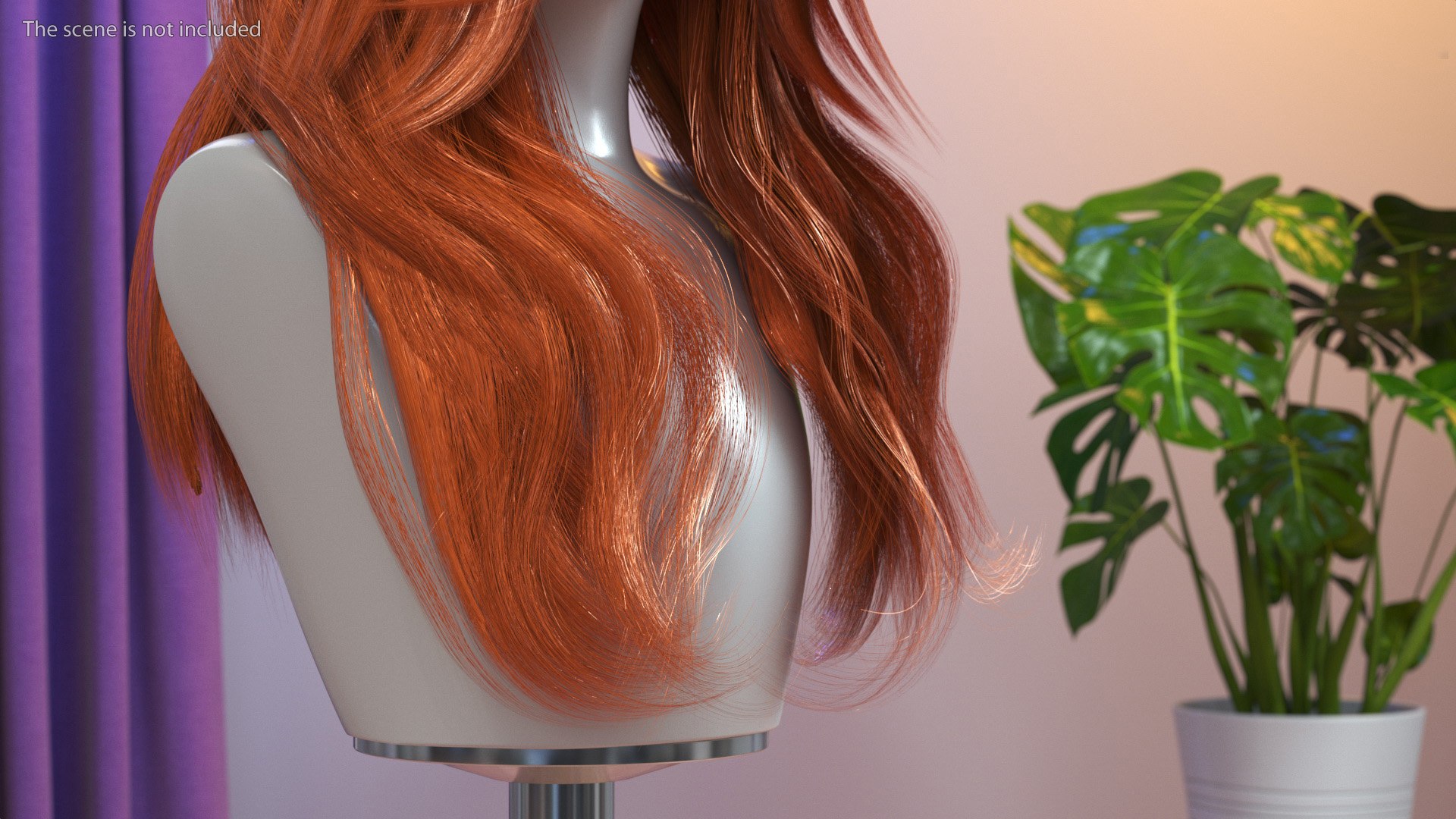 3D Model Red Hair Wig Long Haircut - TurboSquid 2344152
