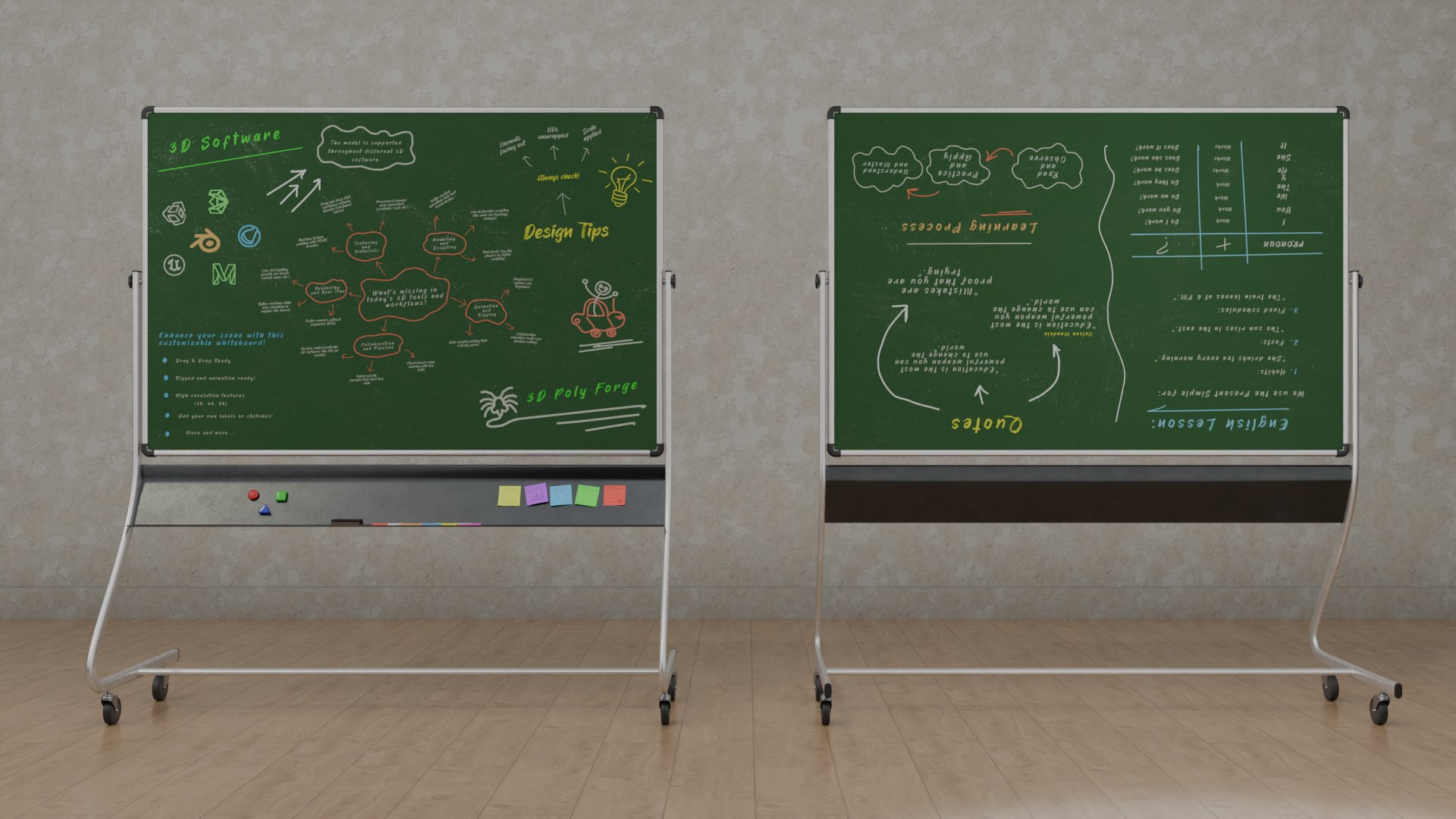 Compact Double-Sided Rectangular Trio - Customizable Writing Board Set ...