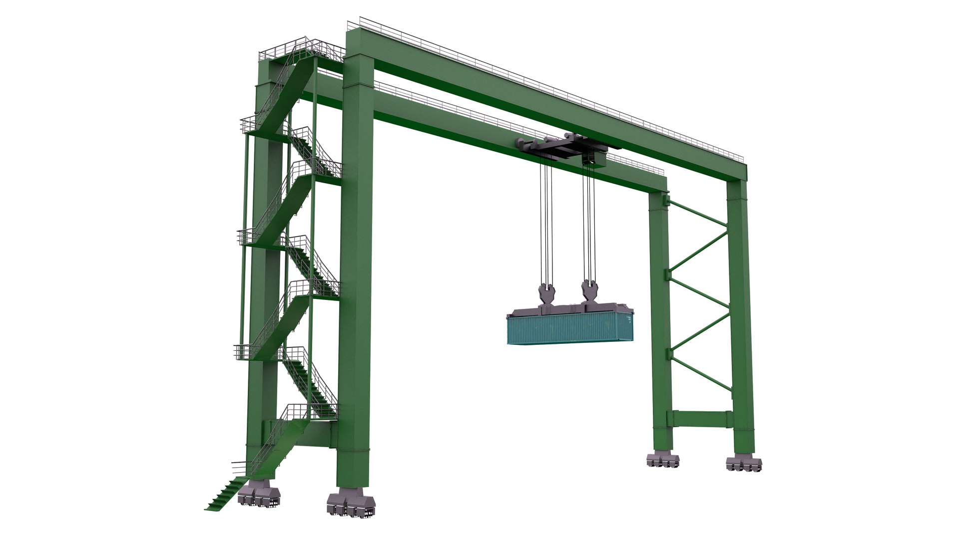3D RTG Crane And Container - Green Model - TurboSquid 1922281