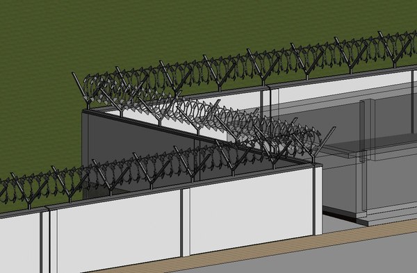 3D compound wall fencing - TurboSquid 1633023