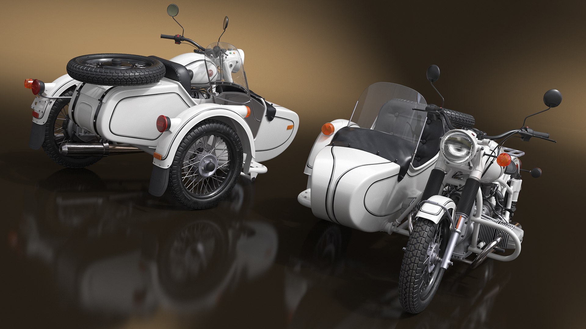 White Retro Motorcycle Ural M70 With Cradle 3D Model - TurboSquid 2399459