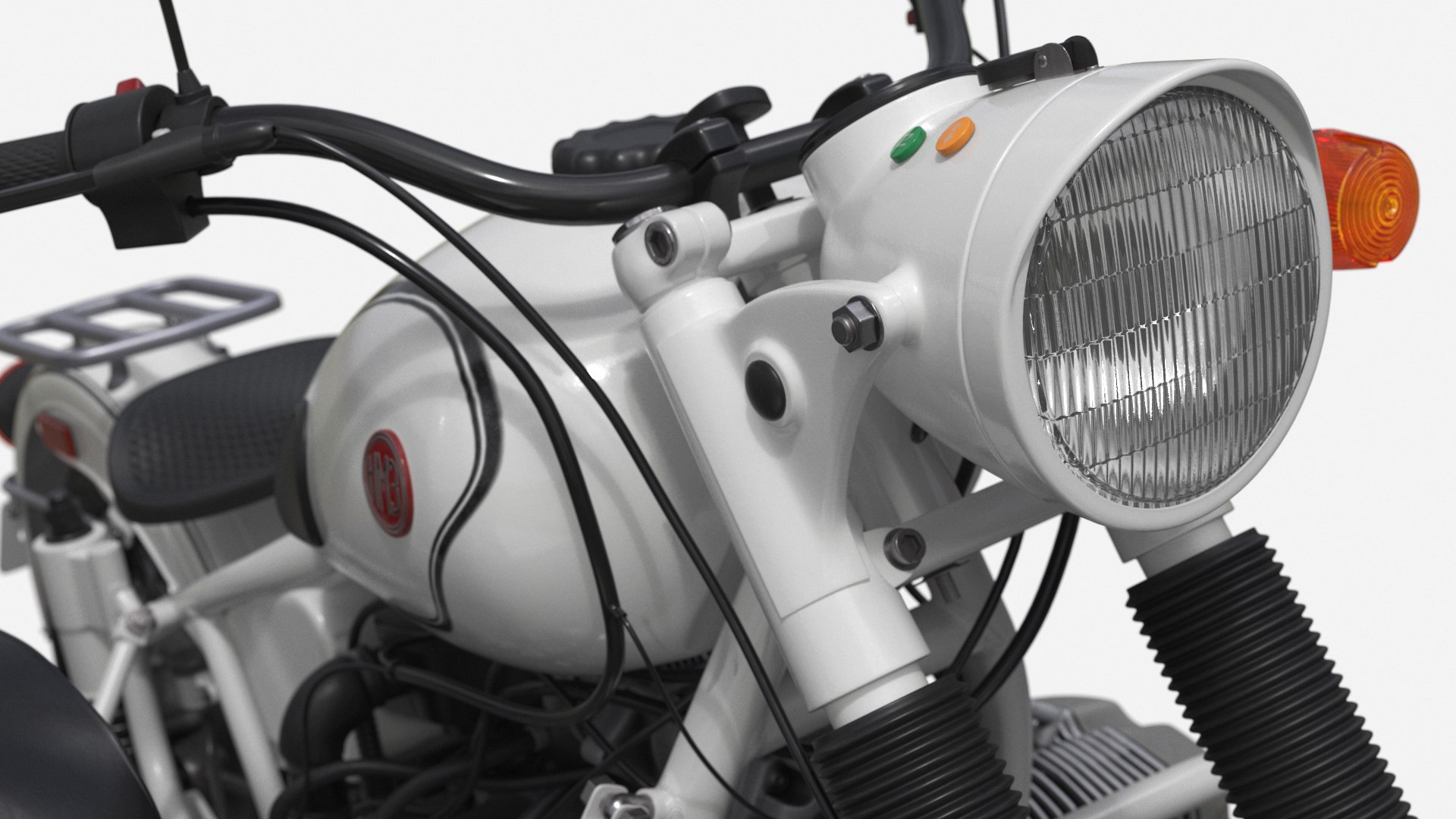 White Retro Motorcycle Ural M70 With Cradle 3D Model - TurboSquid 2399459