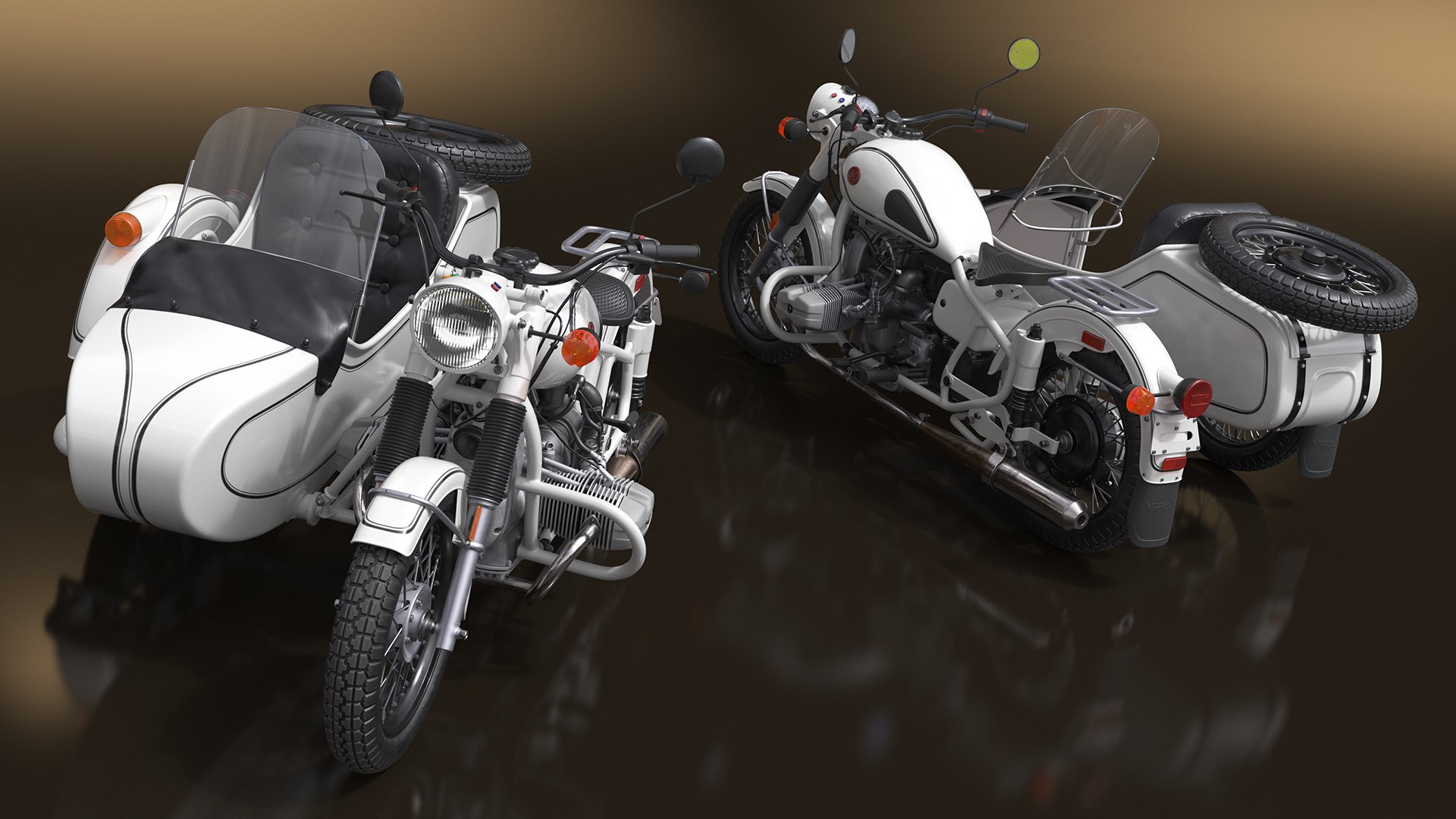 White Retro Motorcycle Ural M70 With Cradle 3D Model - TurboSquid 2399459