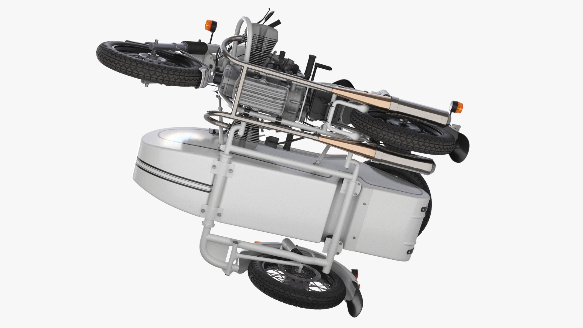 White Retro Motorcycle Ural M70 With Cradle 3D Model - TurboSquid 2399459