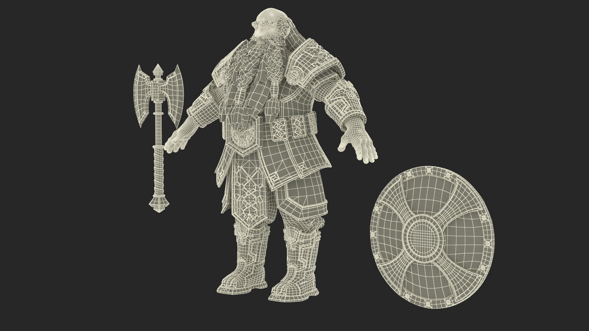 Dwarf Fighter With Axe And Shield Rigged For Cinema 4D 3D Model ...