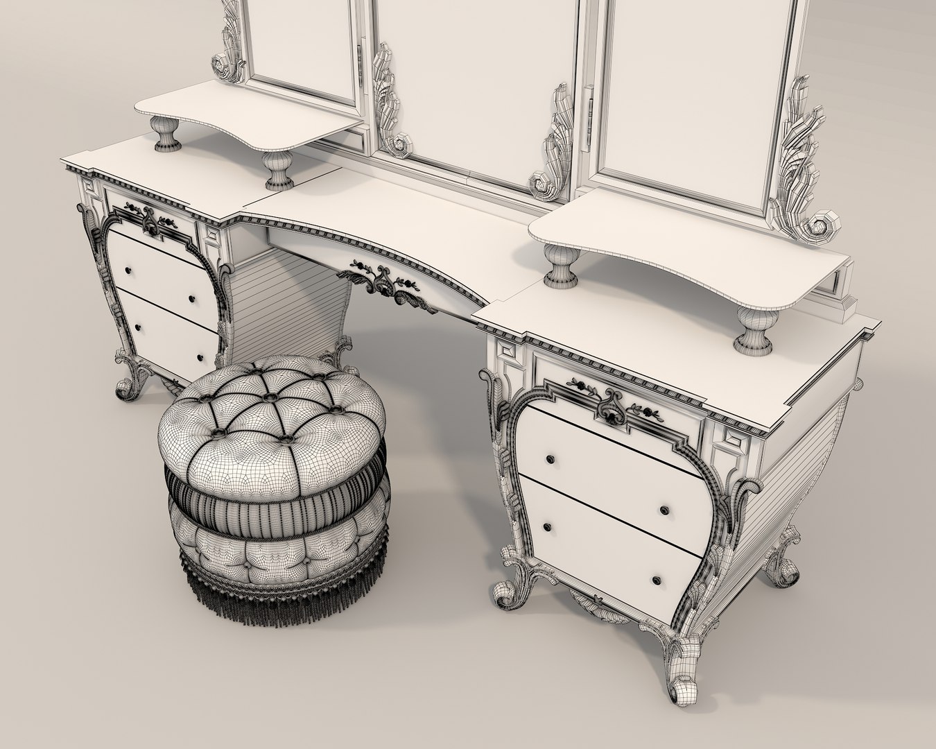 Classic Style Dressing Table 11 3D - TurboSquid 2183238