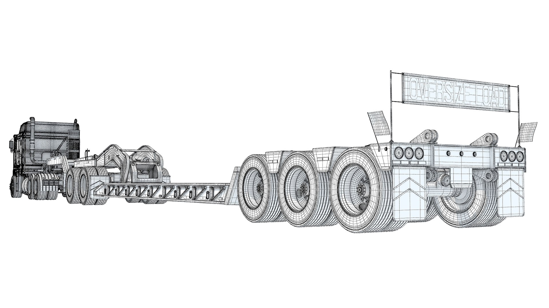 3D Semi Truck With Lowboy Trailer - TurboSquid 2159917