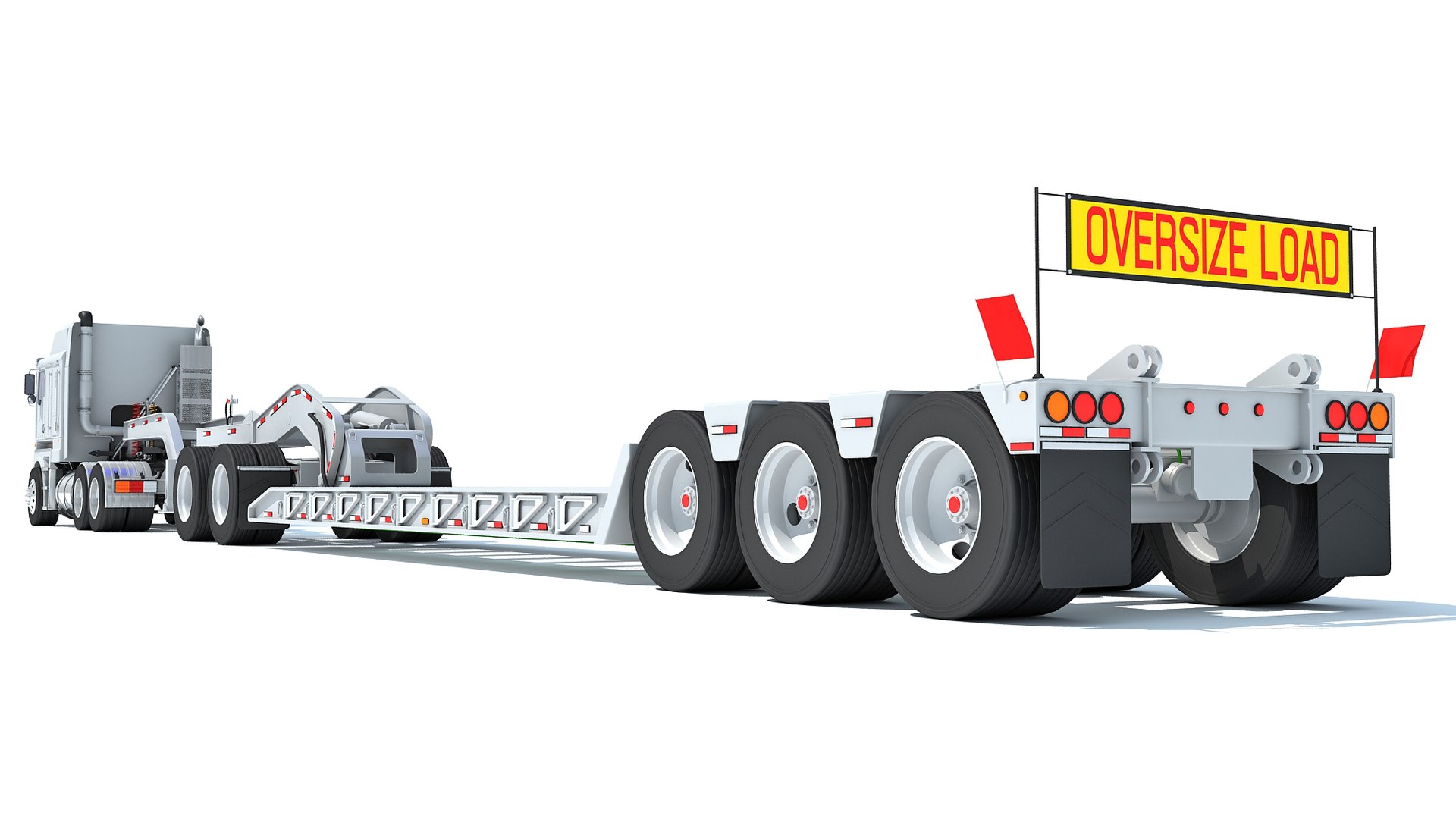 3D Semi Truck With Lowboy Trailer - TurboSquid 2159917