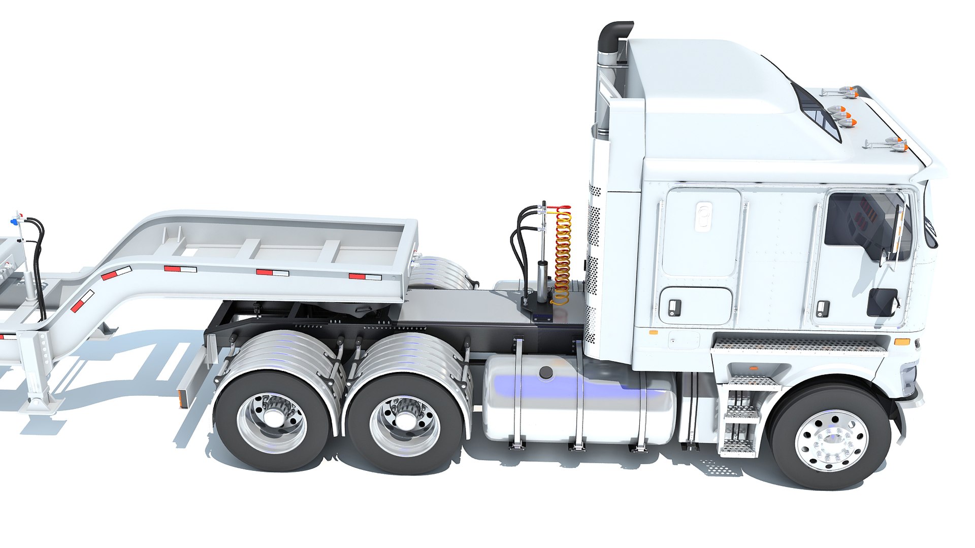3D Semi Truck With Lowboy Trailer - TurboSquid 2159917