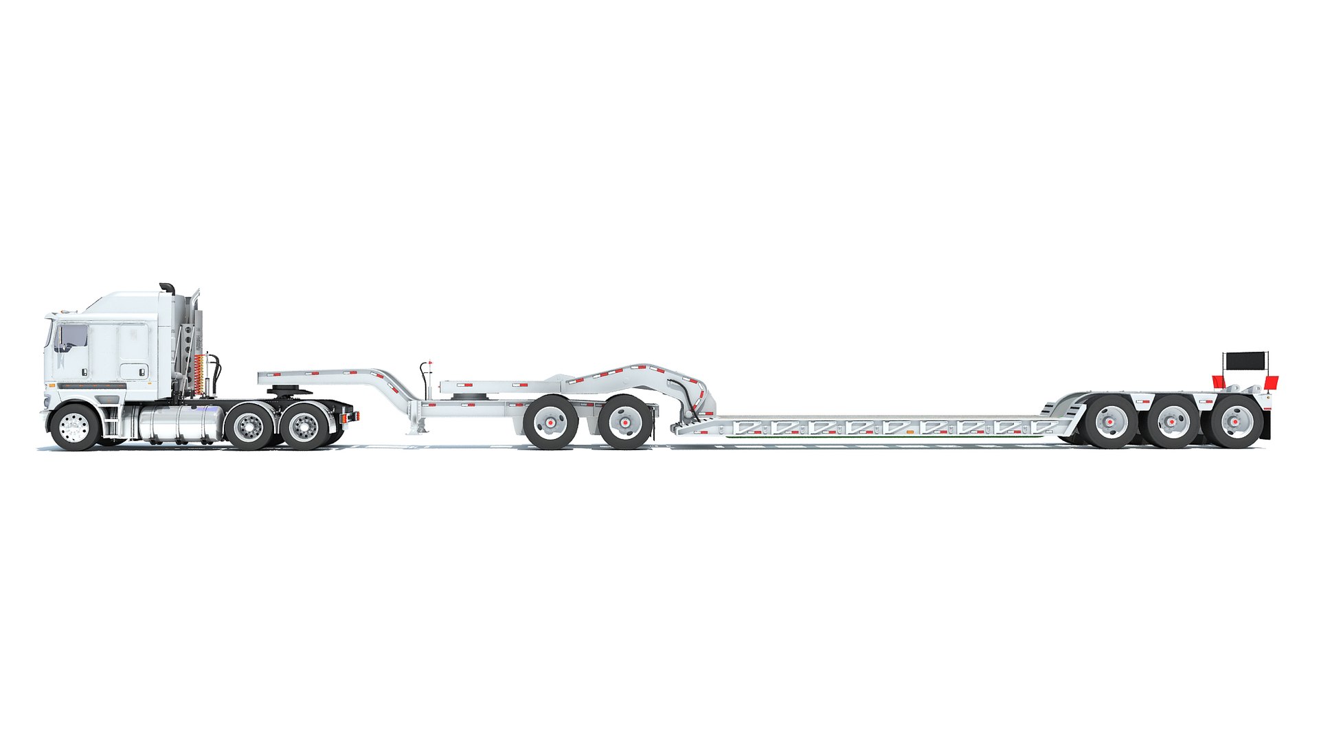 3D Semi Truck With Lowboy Trailer - TurboSquid 2159917