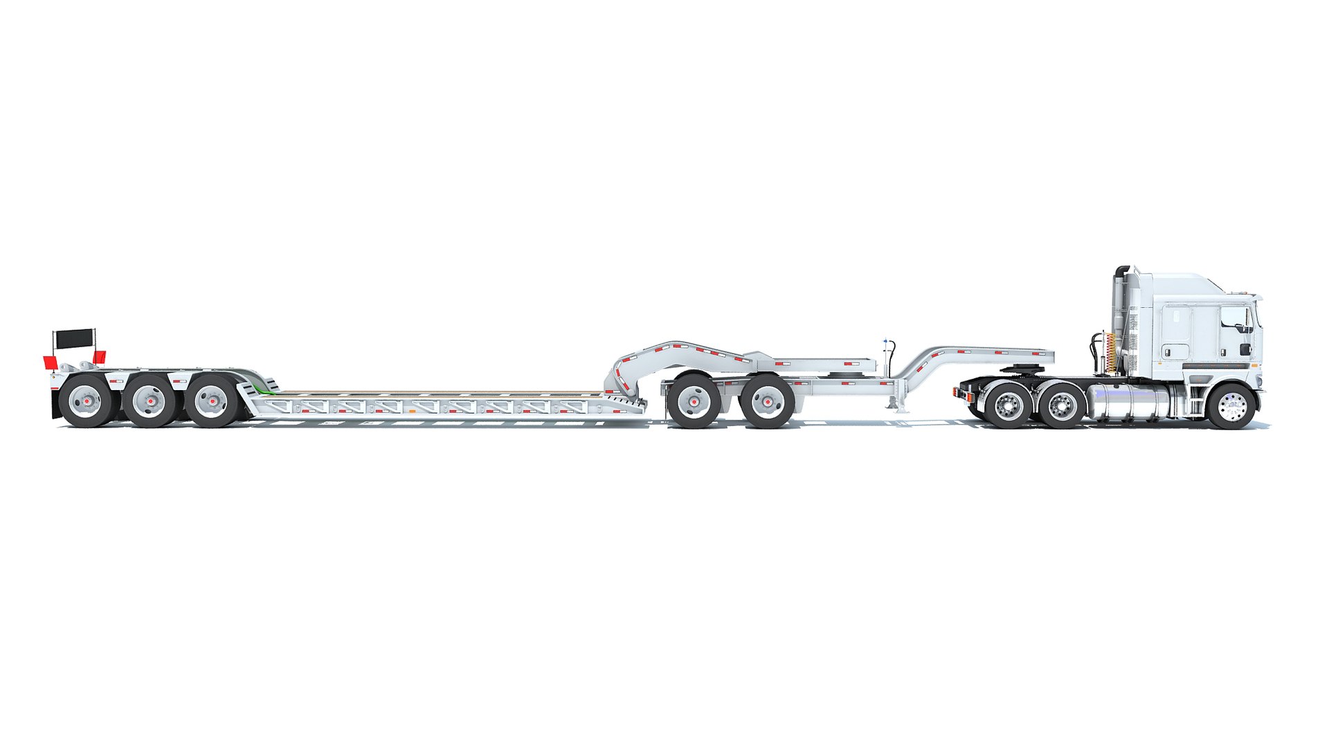 3D Semi Truck With Lowboy Trailer - TurboSquid 2159917