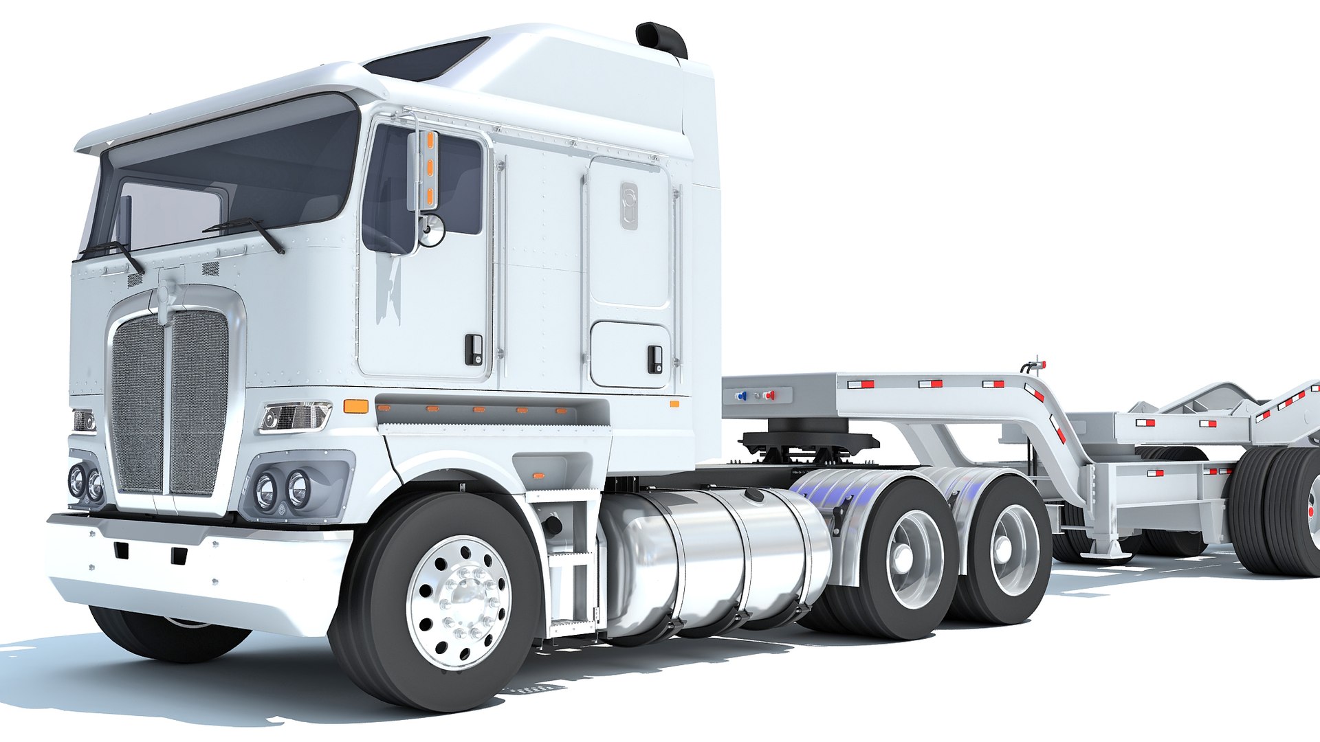 3D Semi Truck With Lowboy Trailer - TurboSquid 2159917