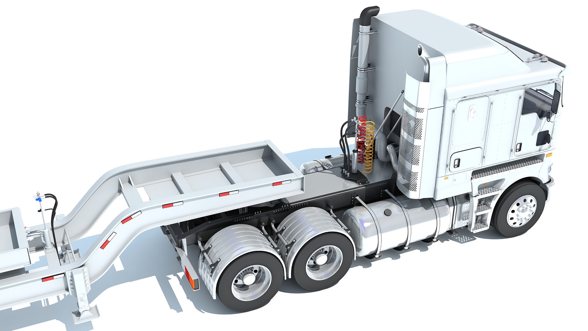 3D Semi Truck With Lowboy Trailer - TurboSquid 2159917