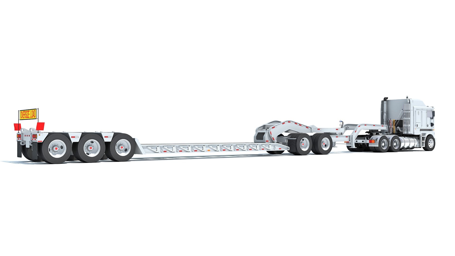 3D Semi Truck With Lowboy Trailer - TurboSquid 2159917