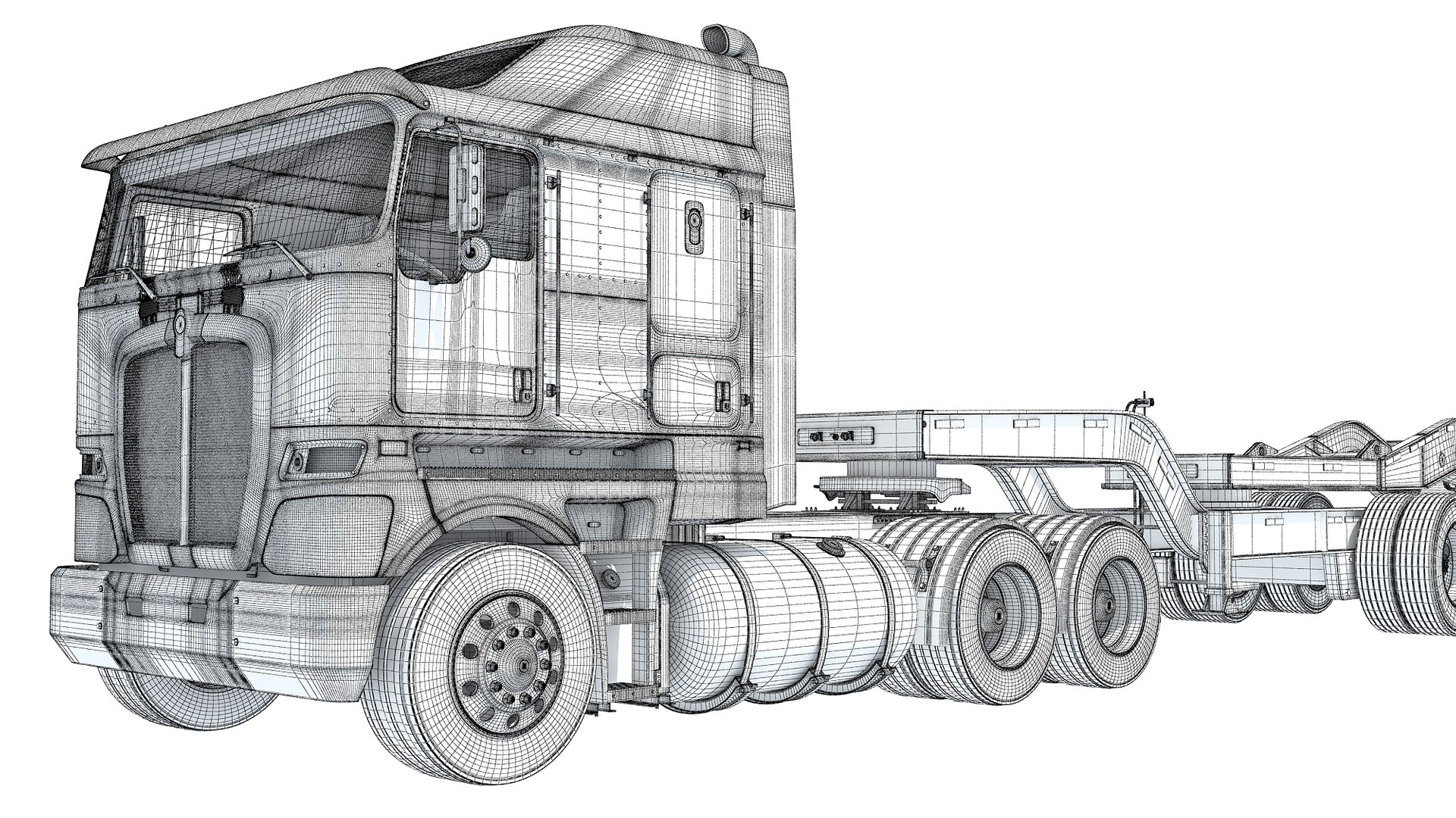 3D Semi Truck With Lowboy Trailer - TurboSquid 2159917
