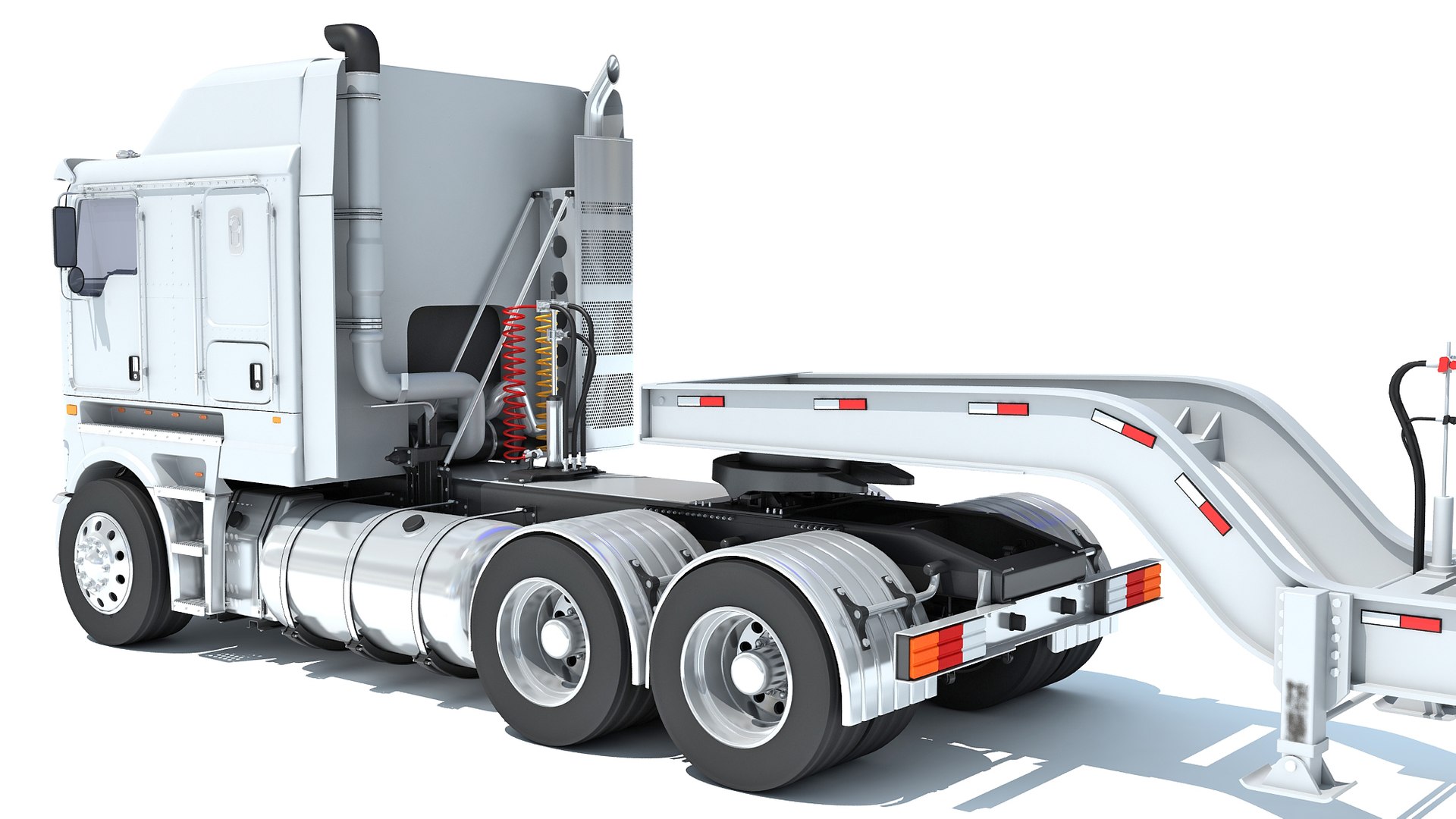 3D Semi Truck With Lowboy Trailer - TurboSquid 2159917