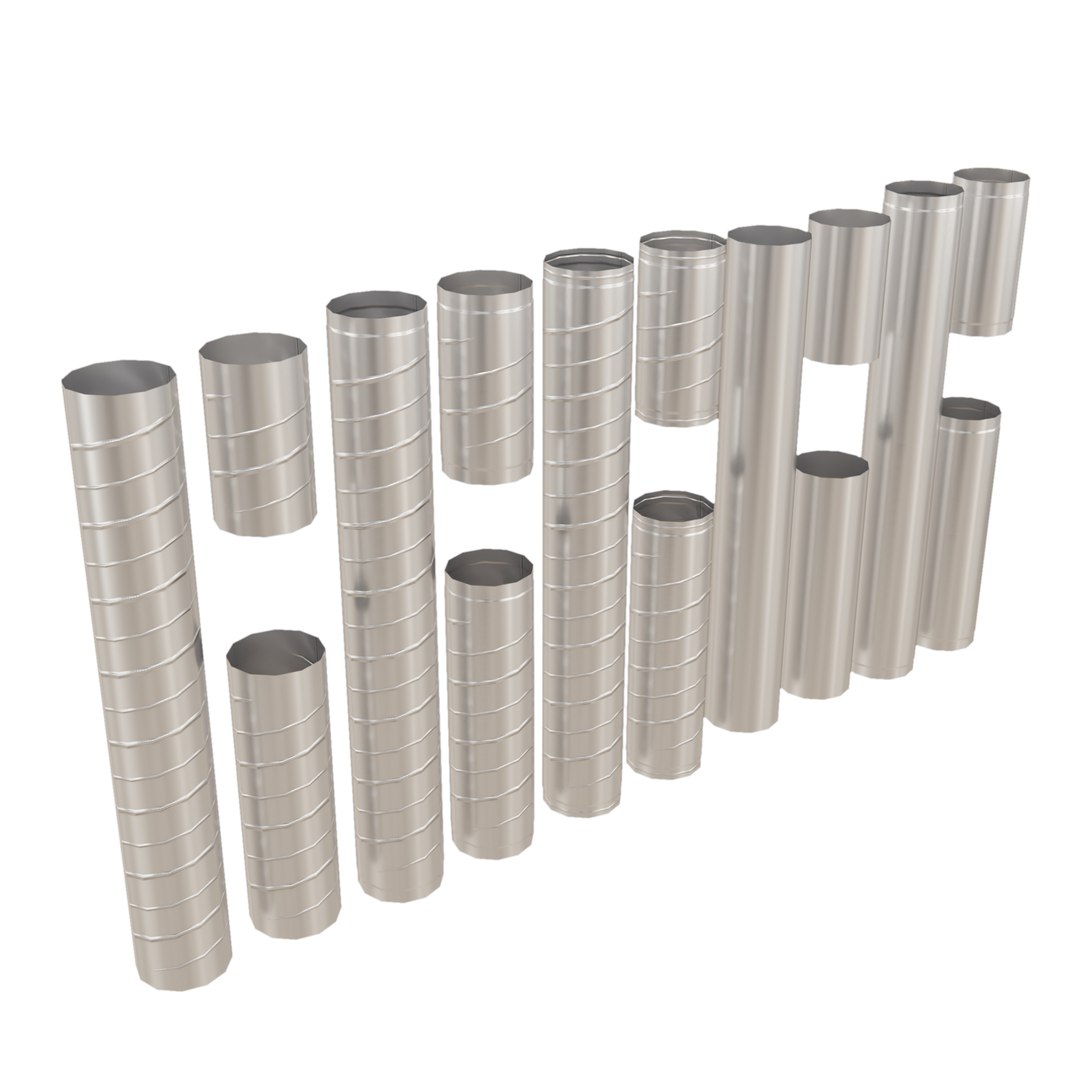 3D Model Round HVAC Ducting Pack - TurboSquid 2092641