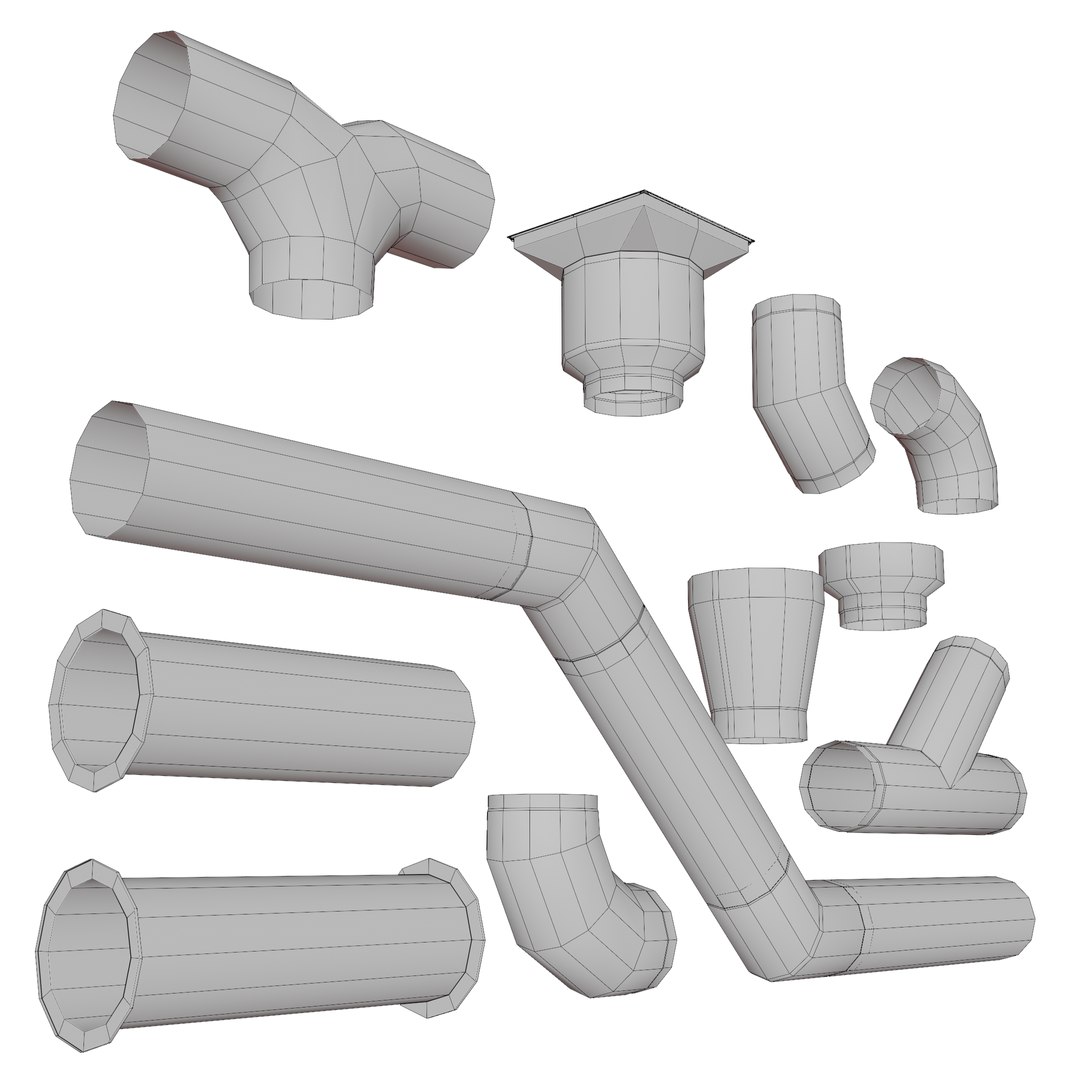 3D Model Round HVAC Ducting Pack - TurboSquid 2092641