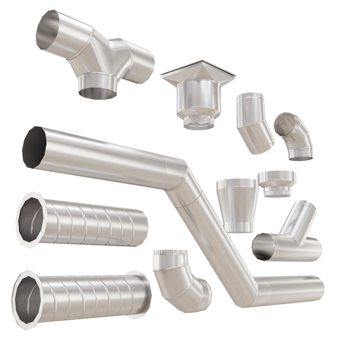 3D Model Round HVAC Ducting Pack - TurboSquid 2092641