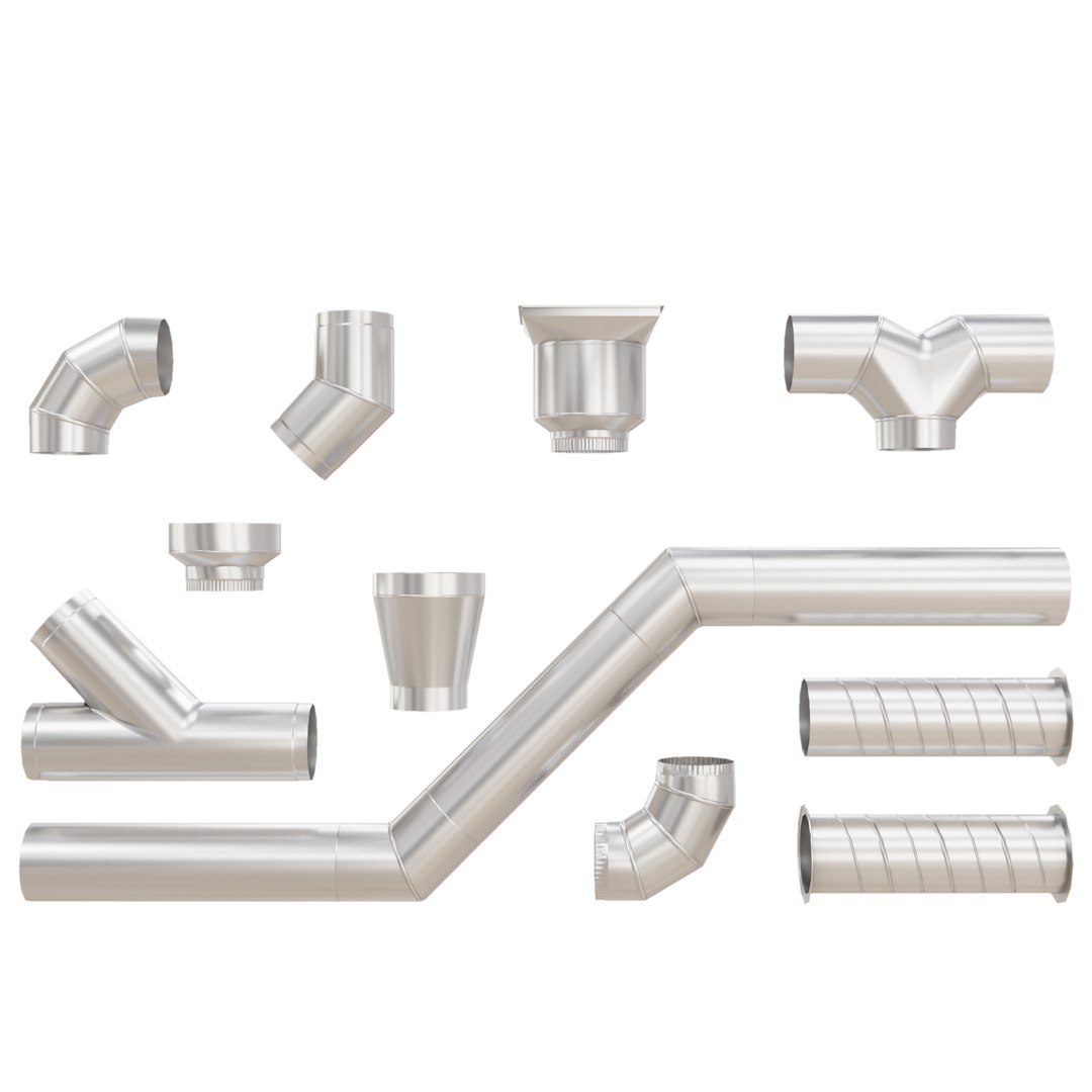 3D Model Round HVAC Ducting Pack - TurboSquid 2092641