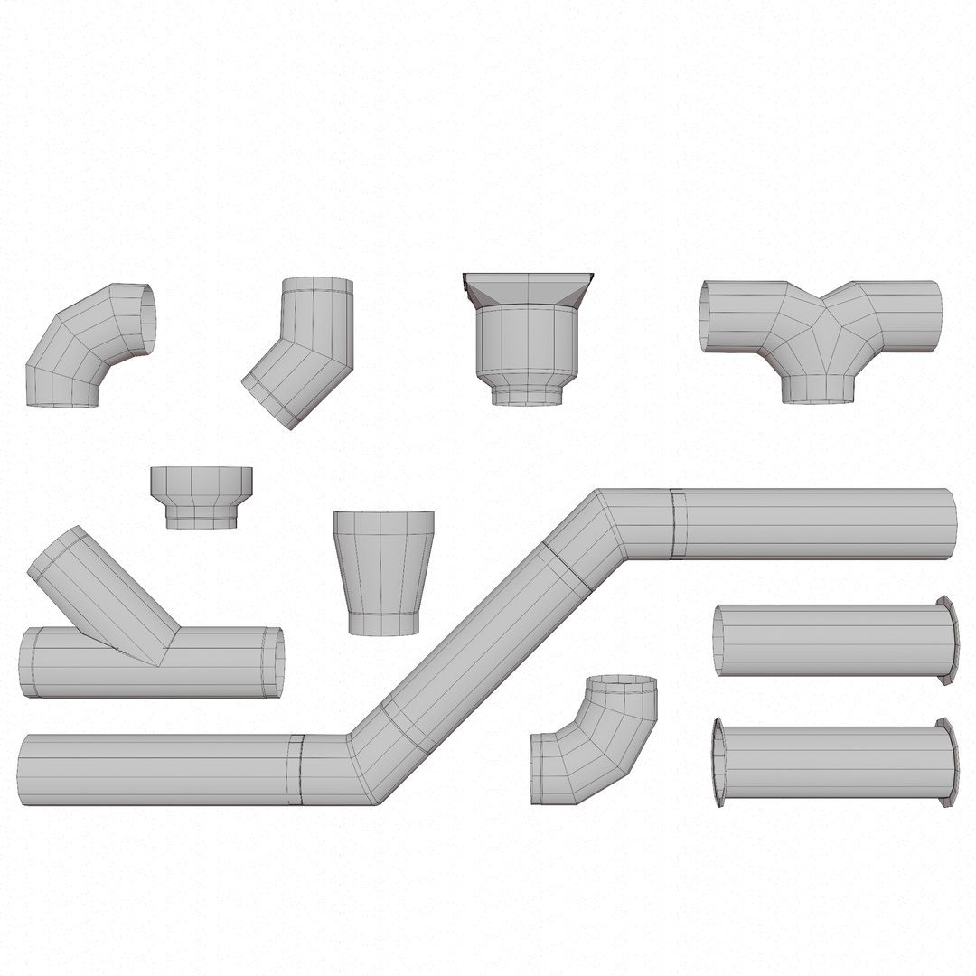 3D Model Round HVAC Ducting Pack - TurboSquid 2092641