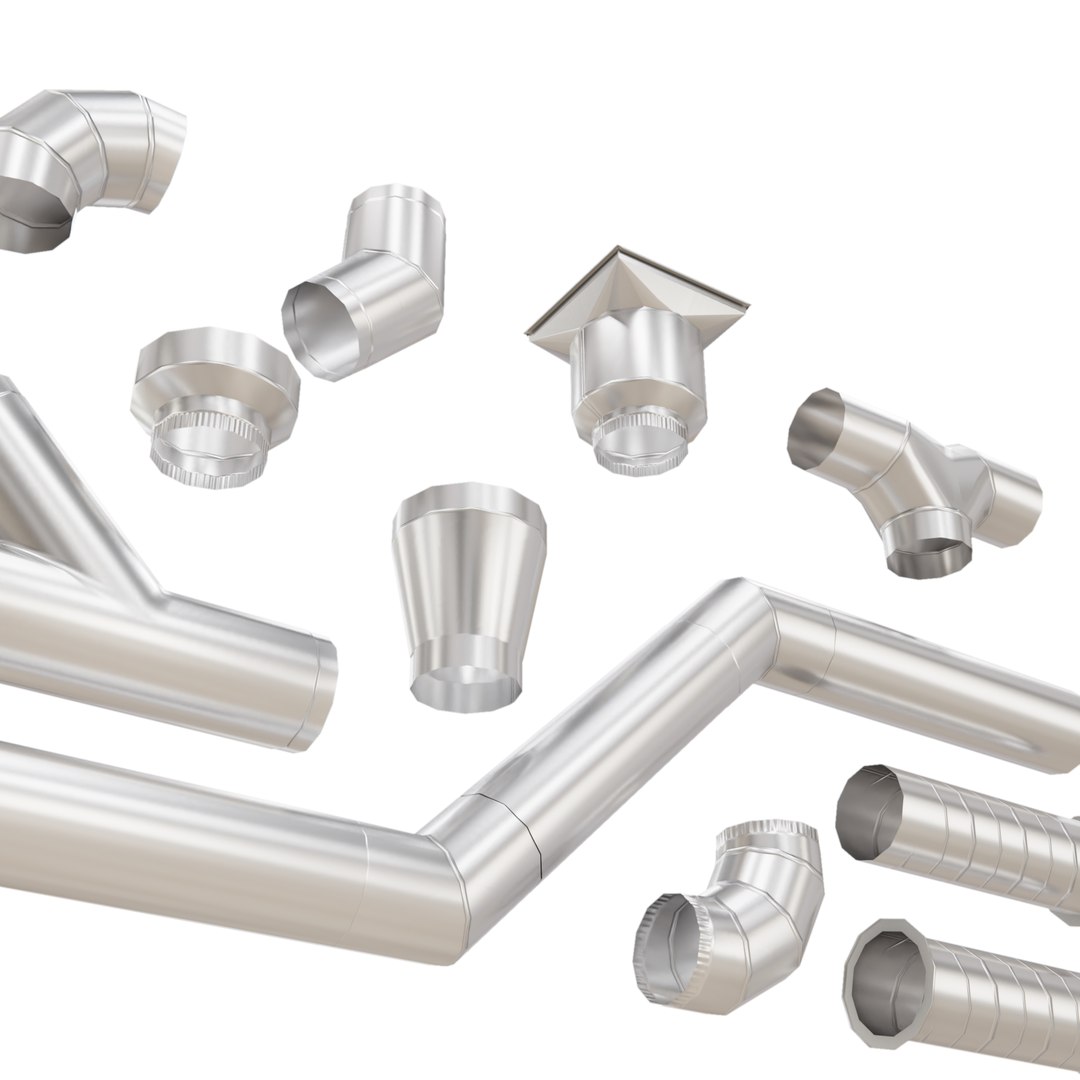 3D Model Round HVAC Ducting Pack - TurboSquid 2092641