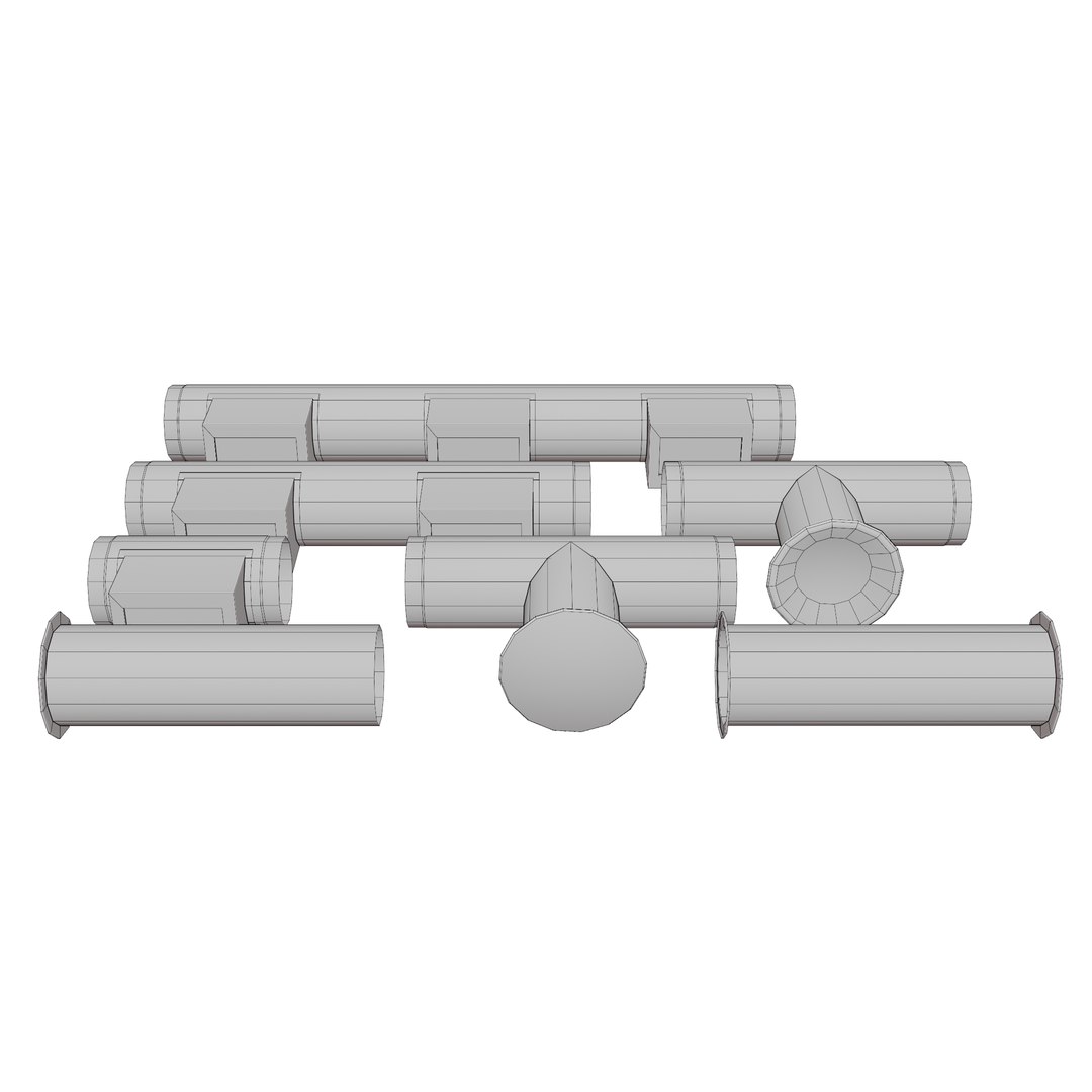 3D Model Round HVAC Ducting Pack - TurboSquid 2092641