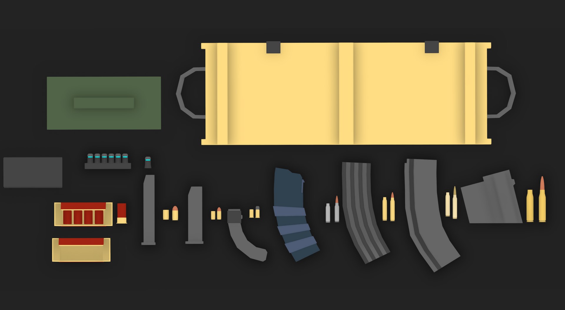 Low-poly Ammo Pack Shell Model - TurboSquid 1356286