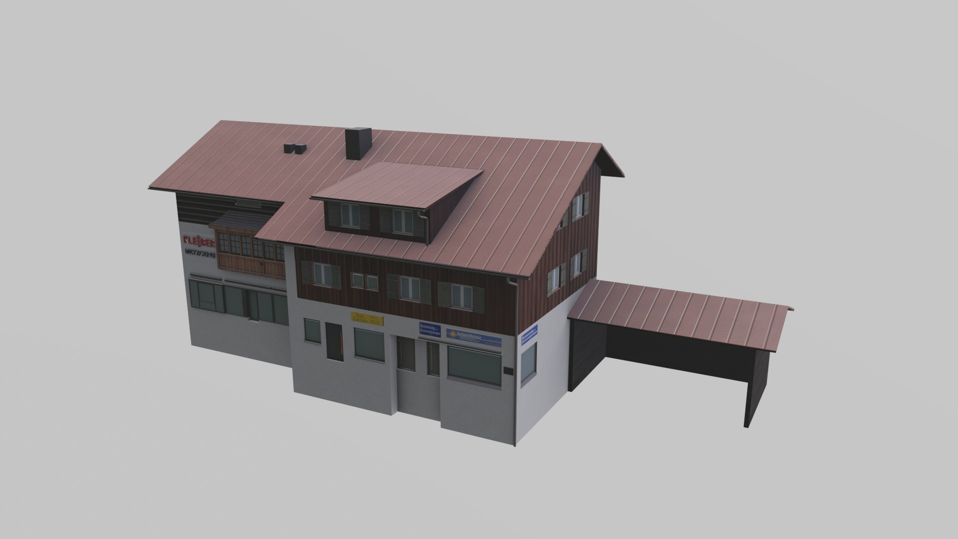 German Old Town Commercial Building Game Ready PBR With LODs Model ...