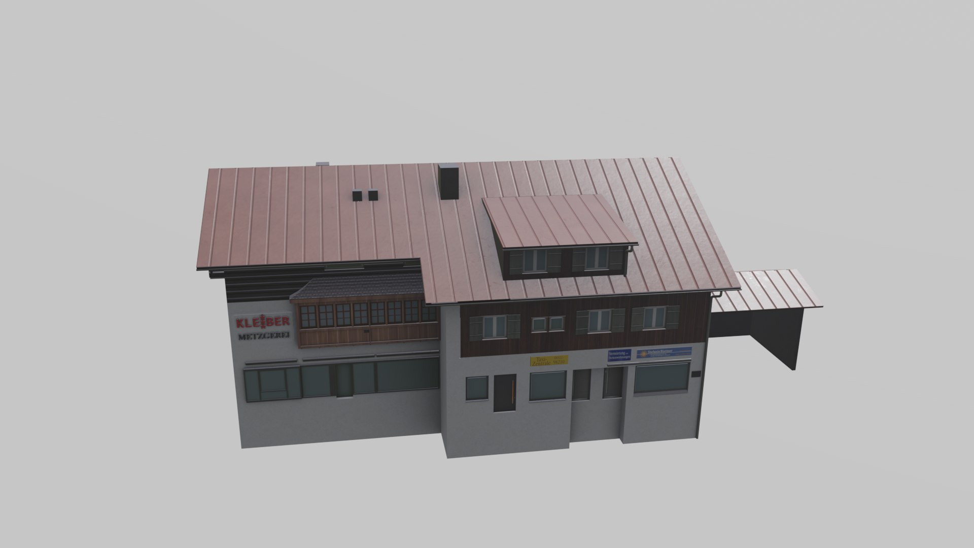 German Old Town Commercial Building Game Ready PBR With LODs Model ...