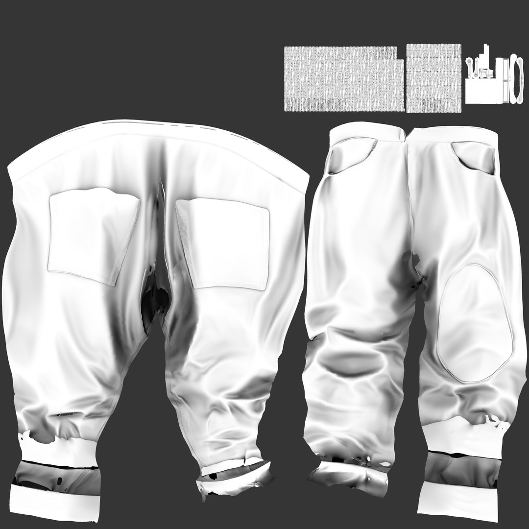 Oversize Rolled Legs Rapper Pants With Metal Chains Belt 3D ...