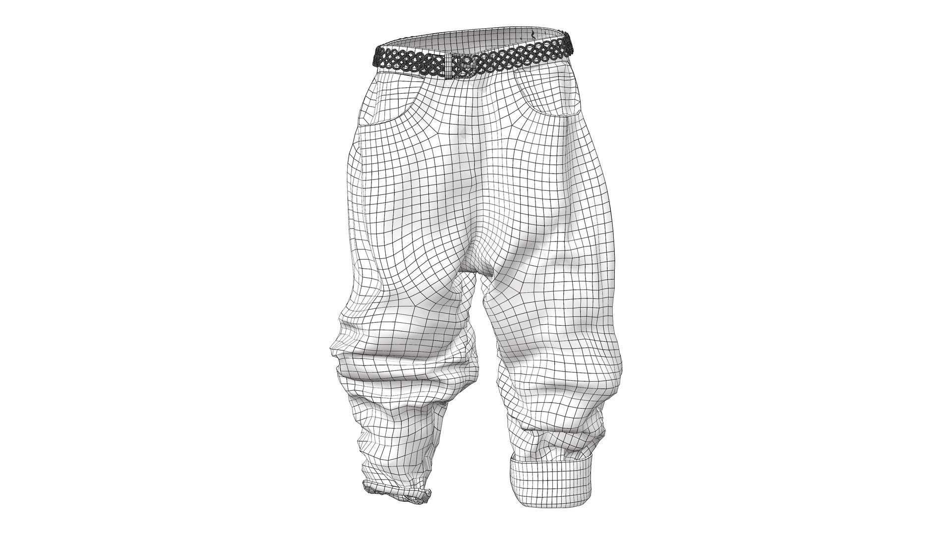 Oversize Rolled Legs Rapper Pants With Metal Chains Belt 3D ...