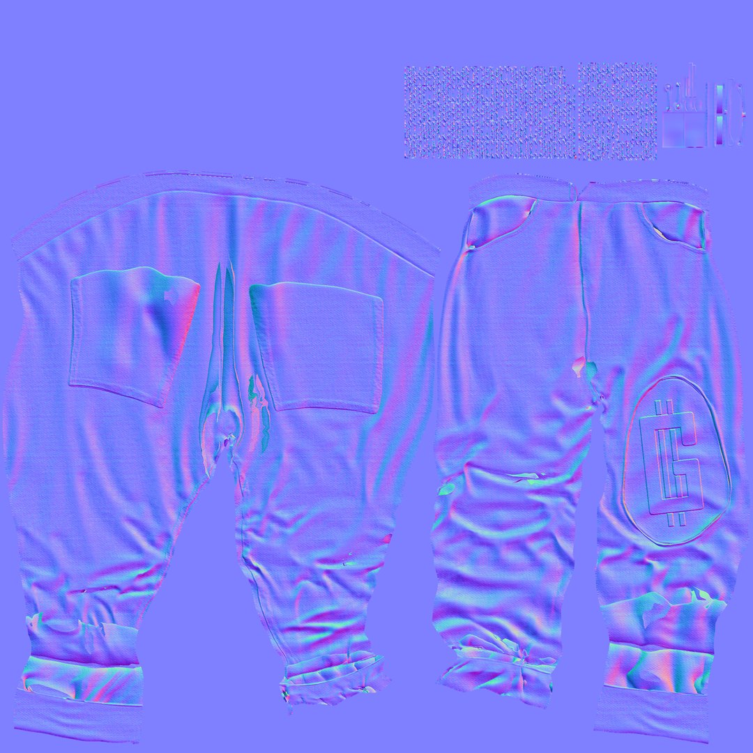 Oversize Rolled Legs Rapper Pants With Metal Chains Belt 3D ...