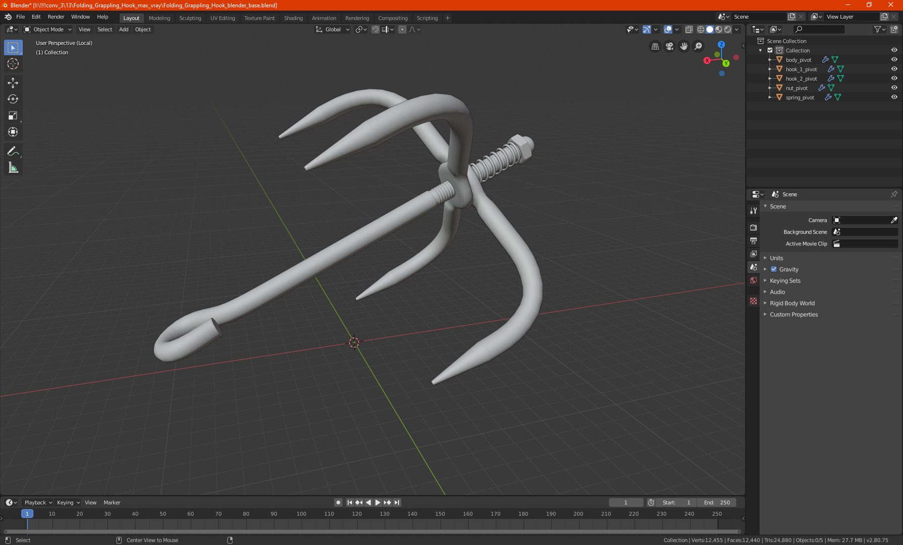 Folding Grappling Hook 3D Model - TurboSquid 1991627