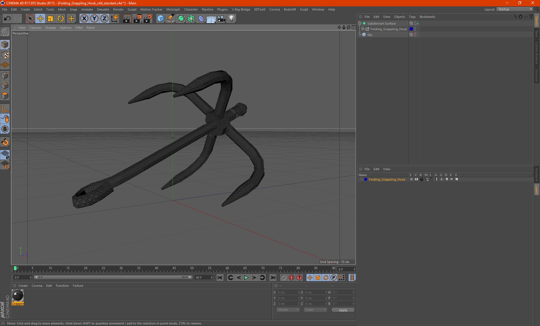 Folding Grappling Hook 3D Model - TurboSquid 1991627