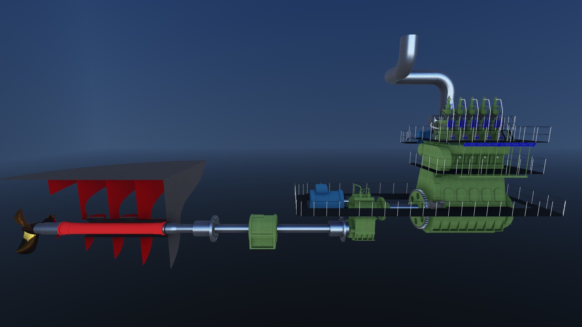 Main Engine Cargo Ships 3d Model