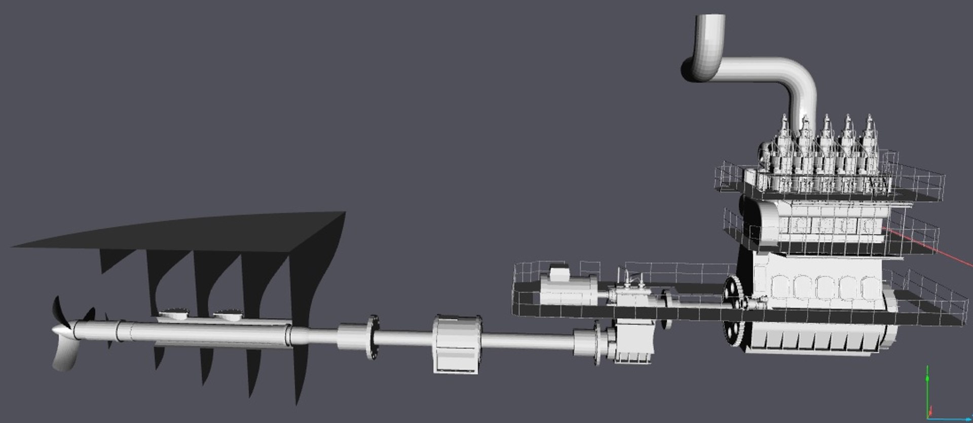 Main Engine Cargo Ships 3d Model