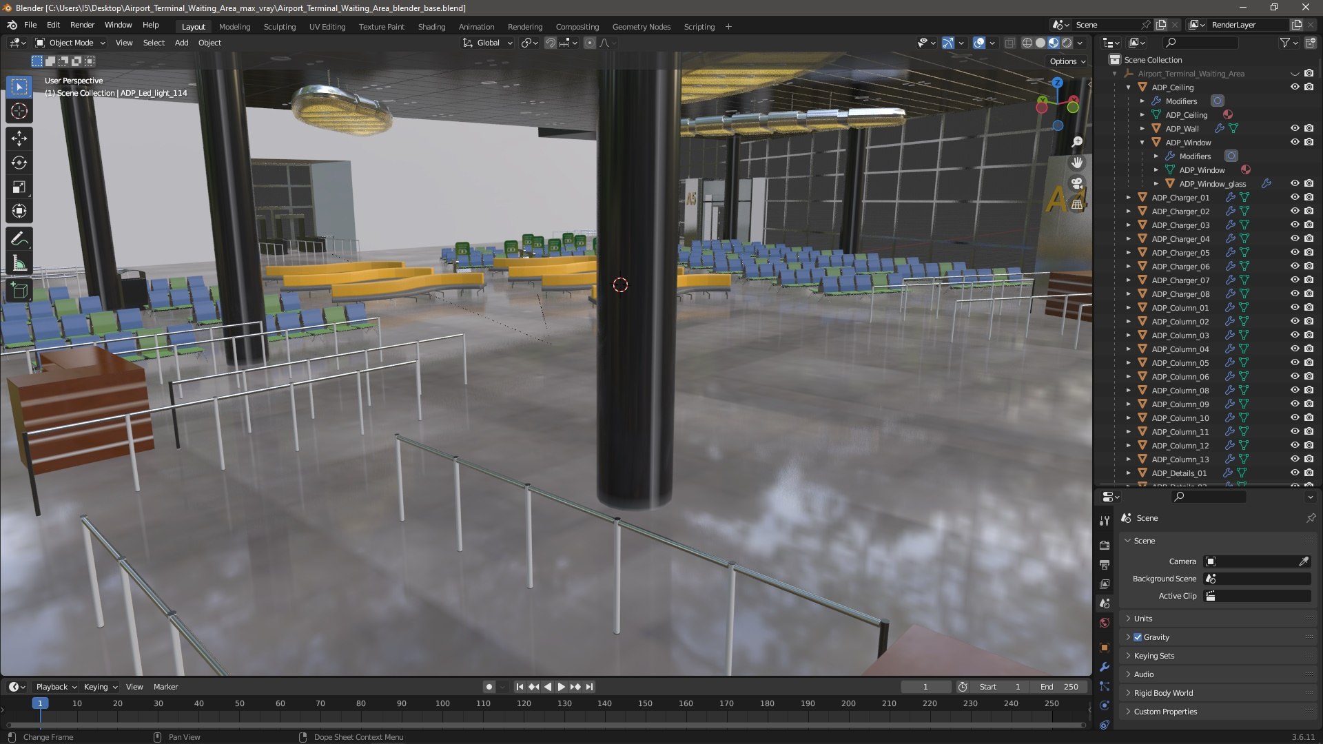 Airport Terminal Waiting Area Model - TurboSquid 2320949