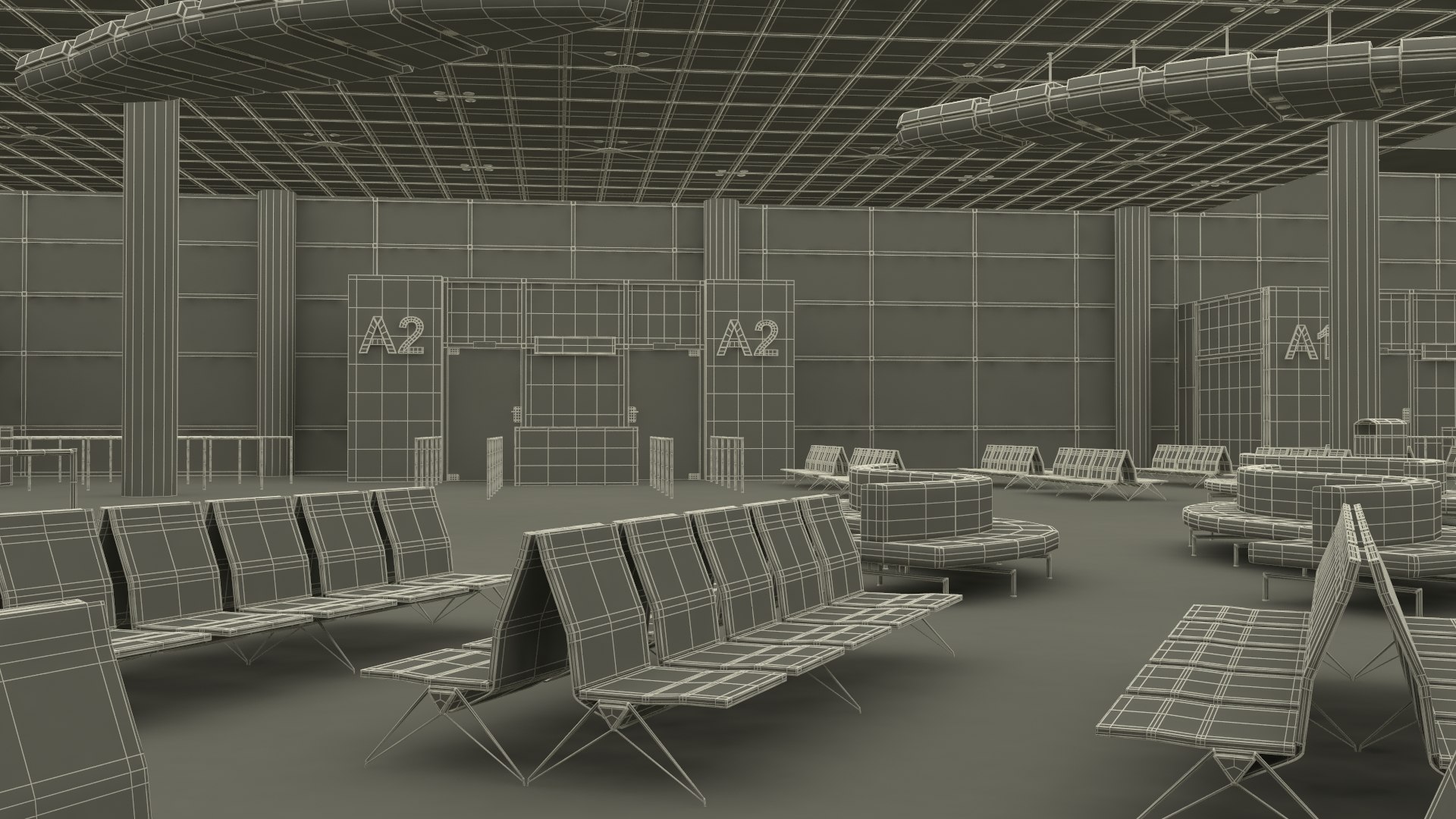 Airport Terminal Waiting Area Model - TurboSquid 2320949