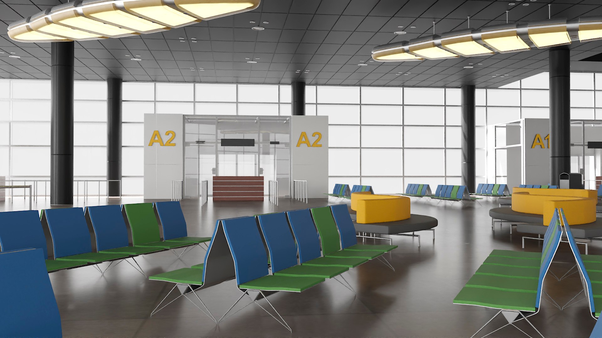 Airport Terminal Waiting Area Model - TurboSquid 2320949